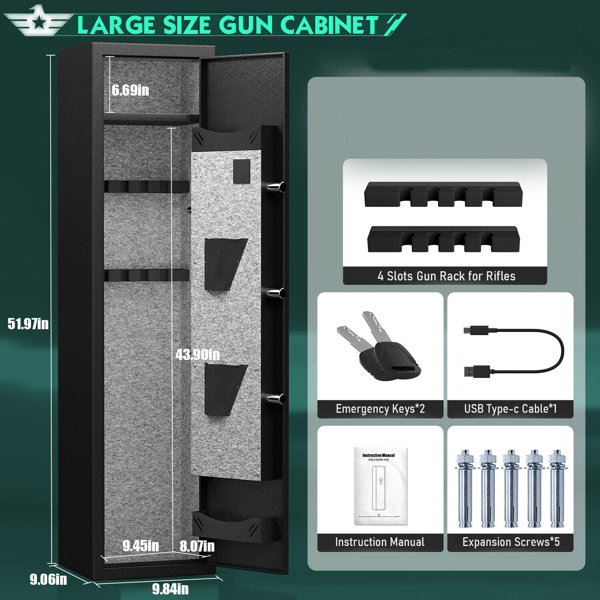 Re Labida Floor [2024 New] 1-2 Gun Safe, Digital Keypad Large Long Gun ...